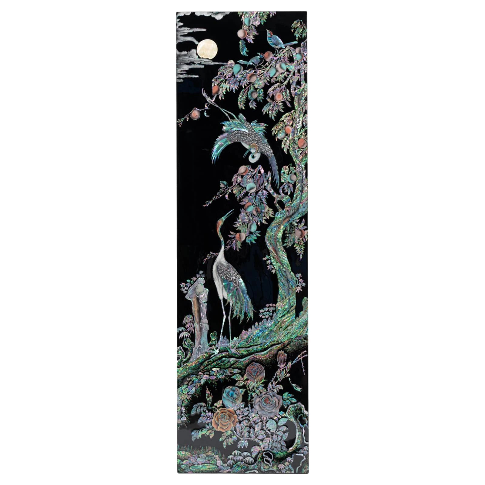 Mother-of-Pearl Wall Art Panel – Crane & Pine / Moonlit Garden – Mother ...