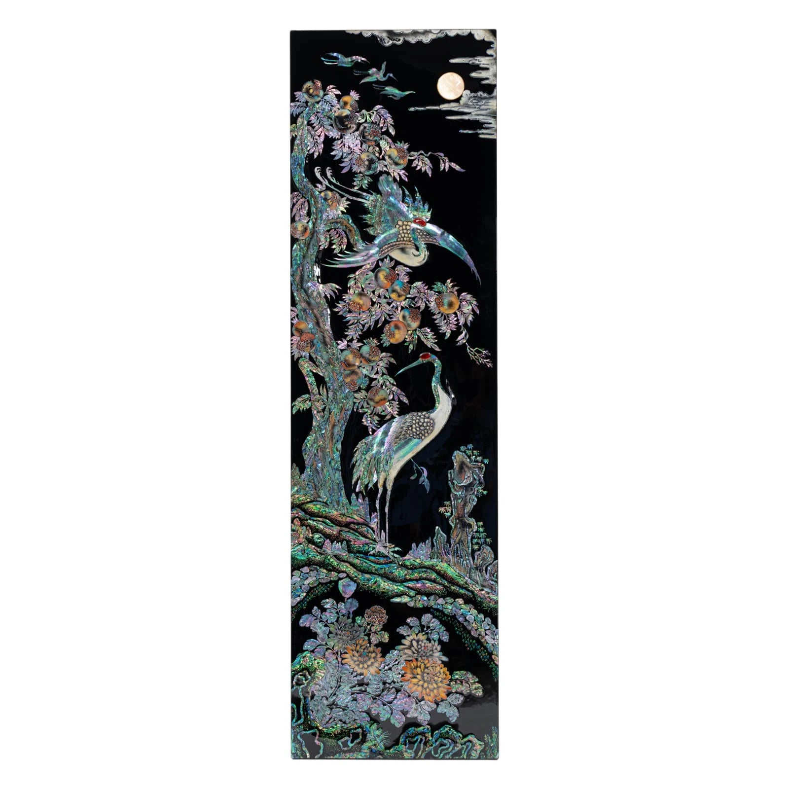 Mother-of-Pearl Wall Panel - Crane and Moon under Peach Tree – Mother ...