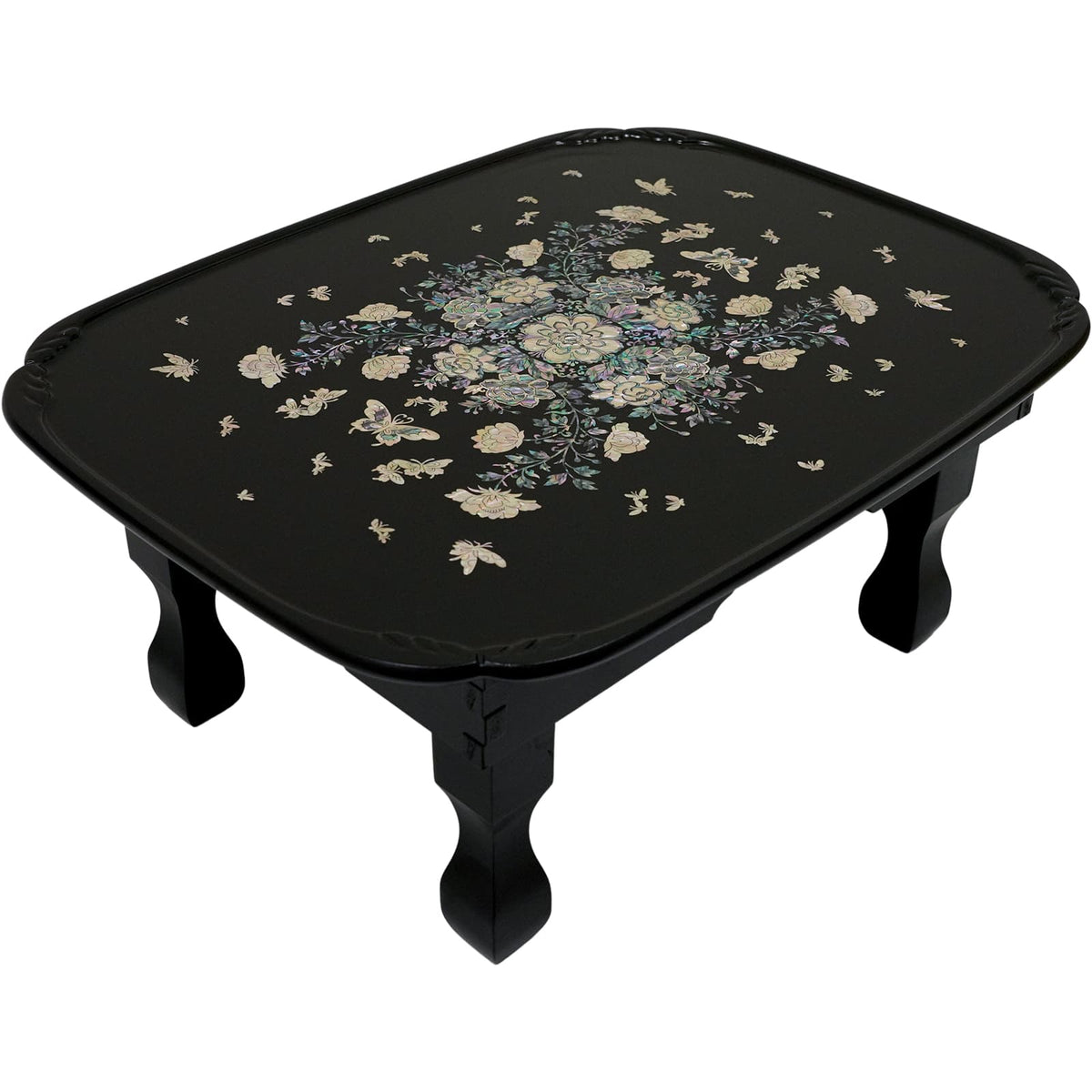 Korean Black Lacquered Folding Table with Mother-of-Pearl Inlay ...