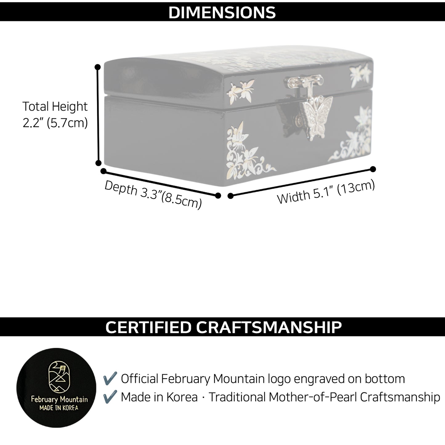 Mother-of-Pearl Jewelry Box – Crane & Pine Design with Mirror & Velvet ...