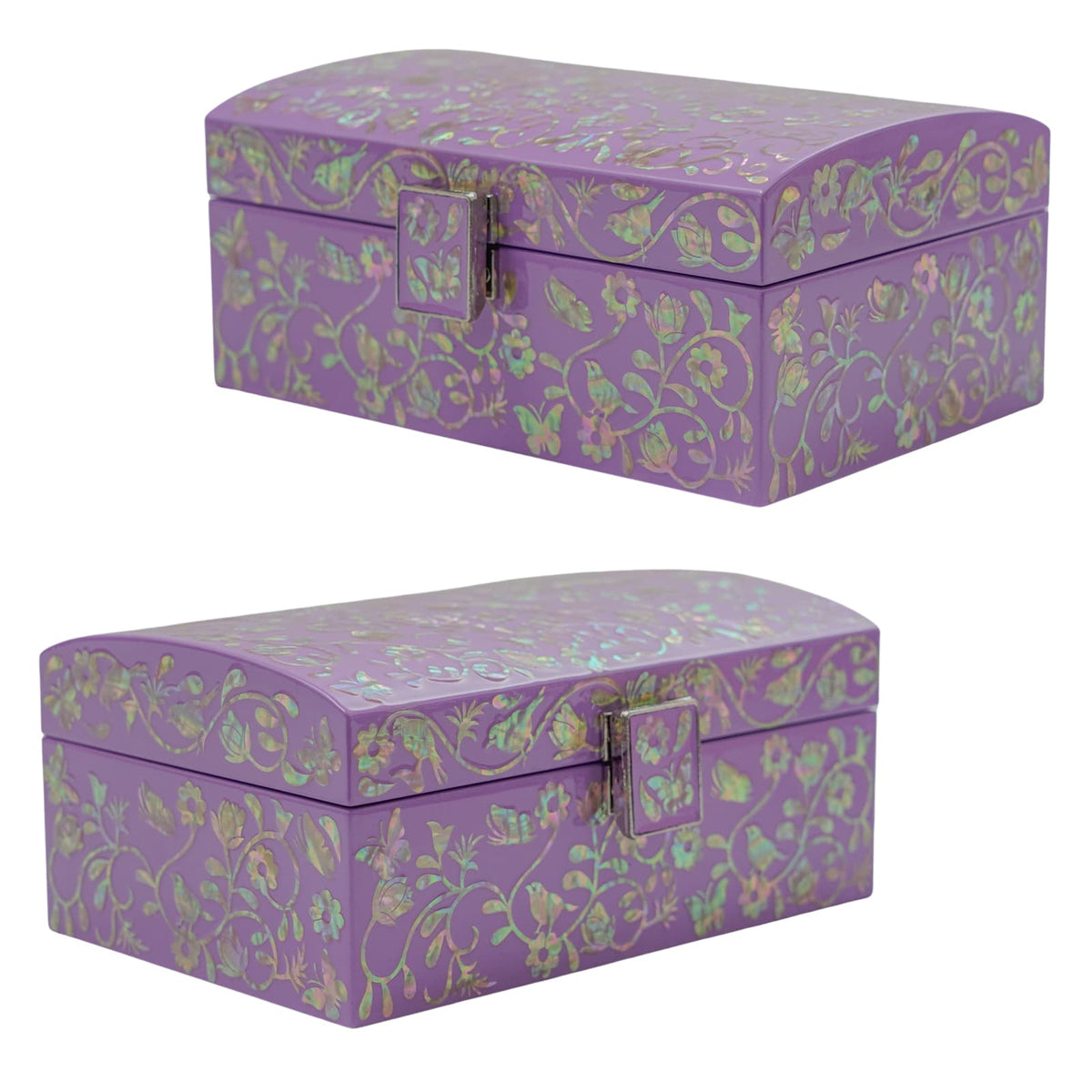 Blossom-Embossed Lavender Box | Mother of Pearl February Mountain