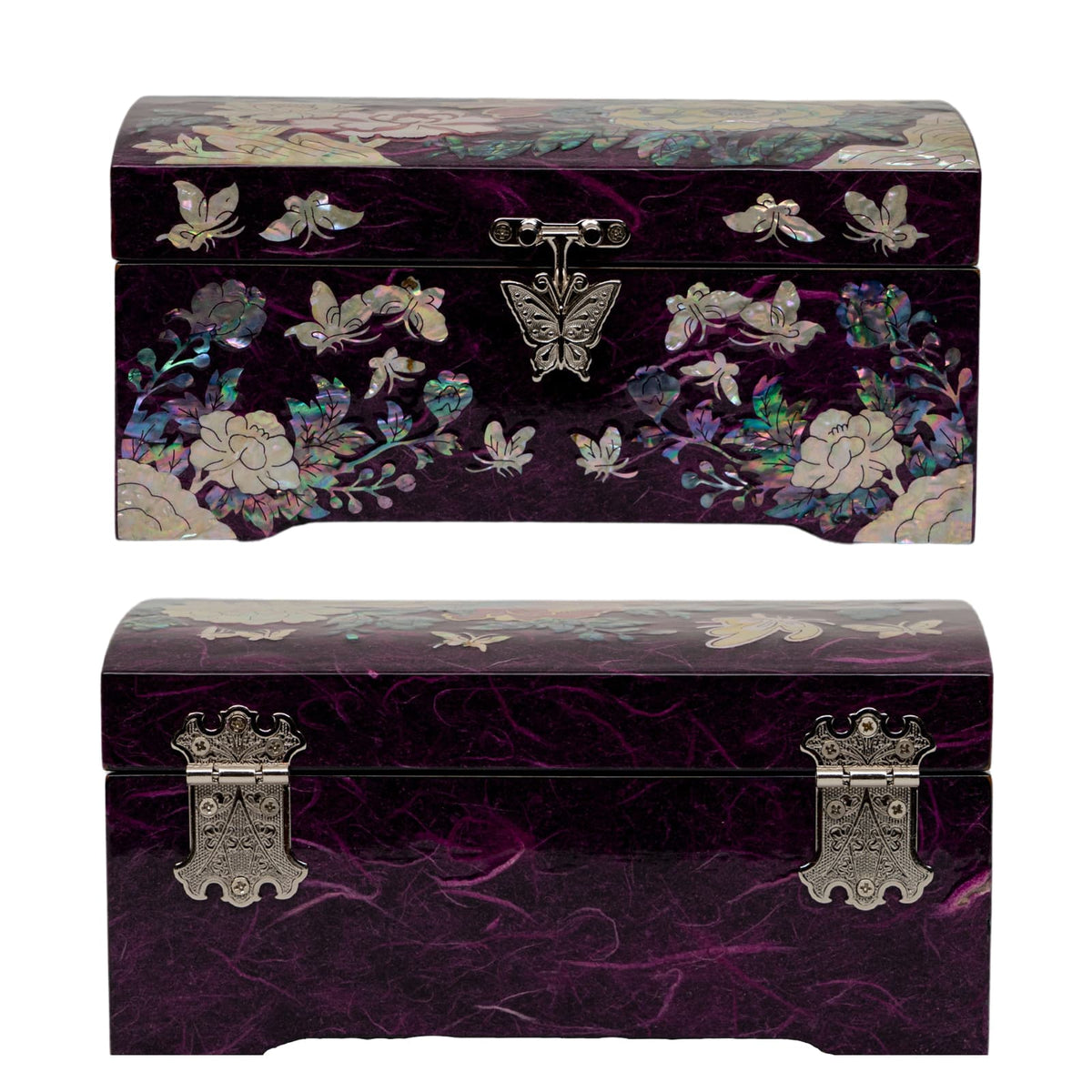February Mountain Mother of Pearl Purple Jewelry Box with Ring tray ...